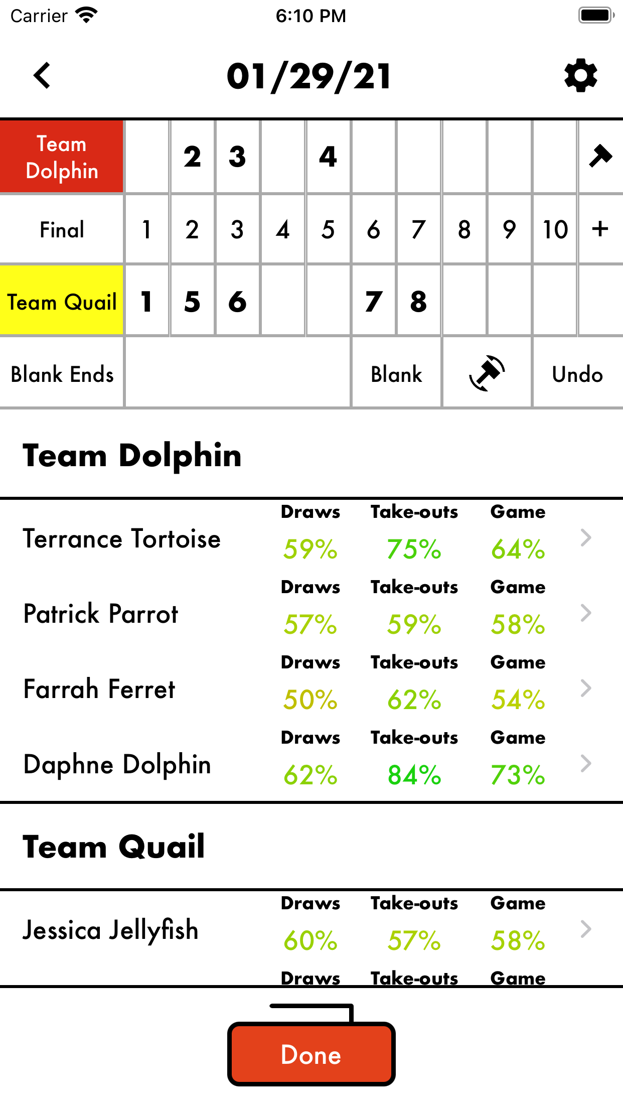 A statistics tracking app, also for curling.